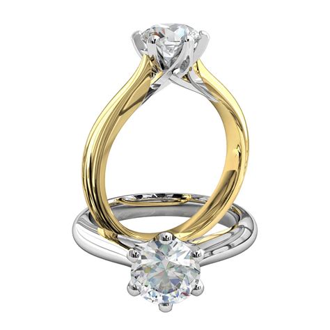 Round Brilliant Cut Solitaire Diamond Engagement Ring 6 Heavy Square