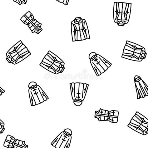 Outerwear Female Clothes Girl Vector Seamless Pattern Stock Vector