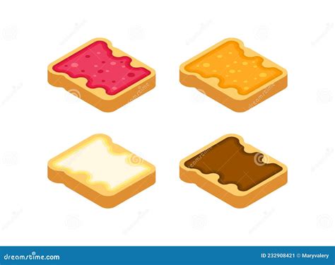 Toast With Jam Set Food Vector Illustration Stock Vector