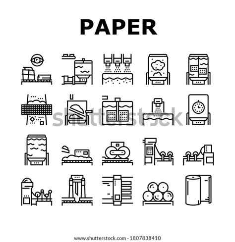Paper Production Plant Collection Icons Set Stock Vector Royalty Free 1807838410 Shutterstock