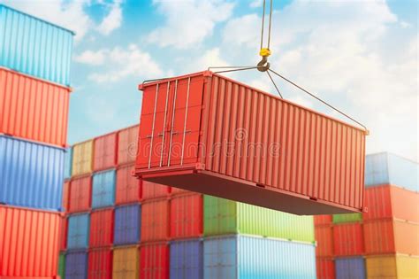 Stack Of Containers At Container Port Stock Illustration Illustration