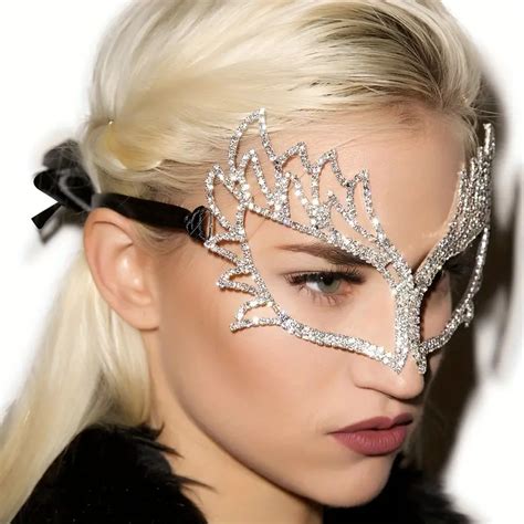 High End Rhinestone Mask Eye Mask Mysterious Masquerade Temu