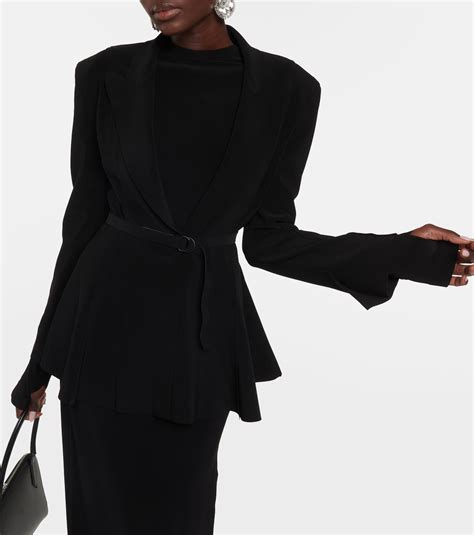 Belted Peplum Hem Jersey Blazer In Black Norma Kamali Mytheresa