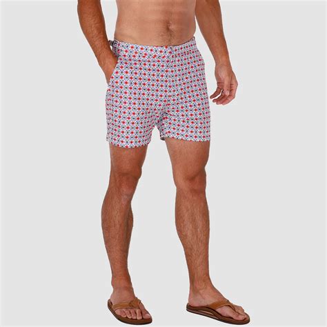 Avalon Del Rey 45 Inch Inseam Swim Trunks Red Floral Print