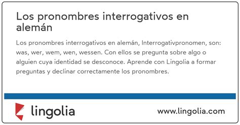 Los Pronombres Interrogativos En Alemán