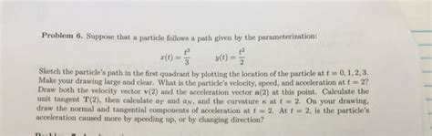 solved suppose that a particle follows a path given by the