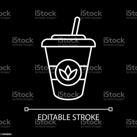 Ilustración De Icono Lineal Blanco Té Helado Para Tema Oscuro Y Más