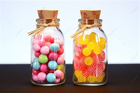 중앙에 화려한 사탕이 들어 있는 유리병 두 개 누끼 달콤함 병 배경 일러스트 및 사진 무료 다운로드 Pngtree