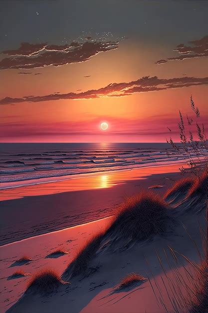 Por Do Sol Na Praia Foto Premium