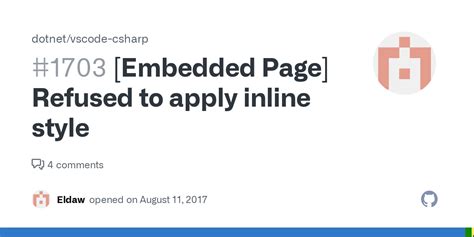 Embedded Page Refused To Apply Inline Style Issue Dotnet Vscode Csharp GitHub