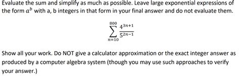 Solved He Sum And Simplify As Much As Possible Leave I The