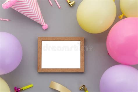 Happy Birthday Background Flat Lay Colorful Party Decoration With