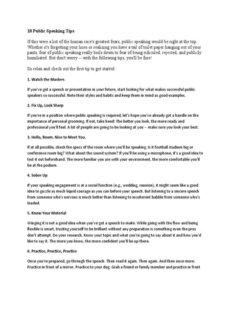 18 Public Speaking Tips Pdf