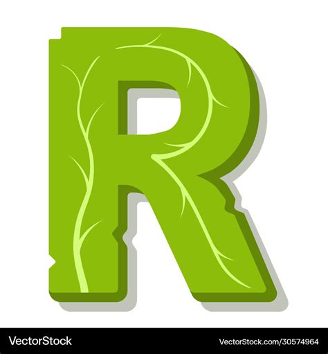 Letter R Green Leaves Summer Alphabet Royalty Free Vector