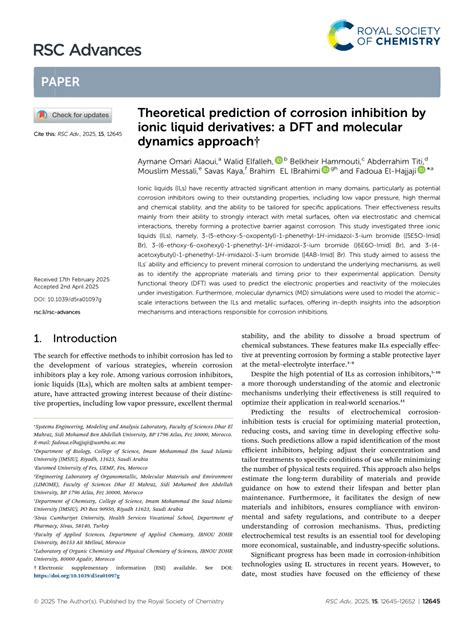 Pdf Theoretical Prediction Of Corrosion Inhibition By Ionic Liquid Derivatives A Dft And