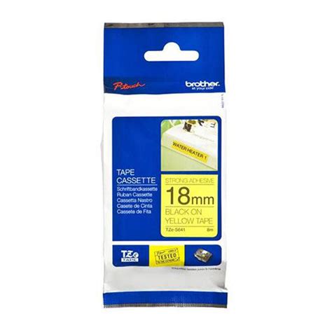 Brother P Touch Tze S641 18mm X 8m Black On Yellow Strong Adhesive