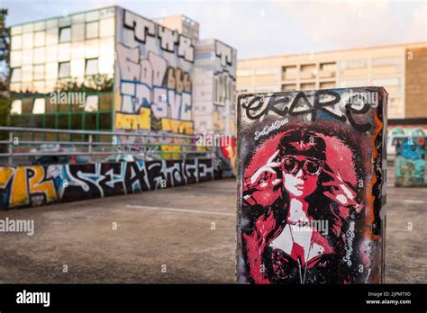 Grafitti And Street Art At A Parking Place In Rennes France Stock