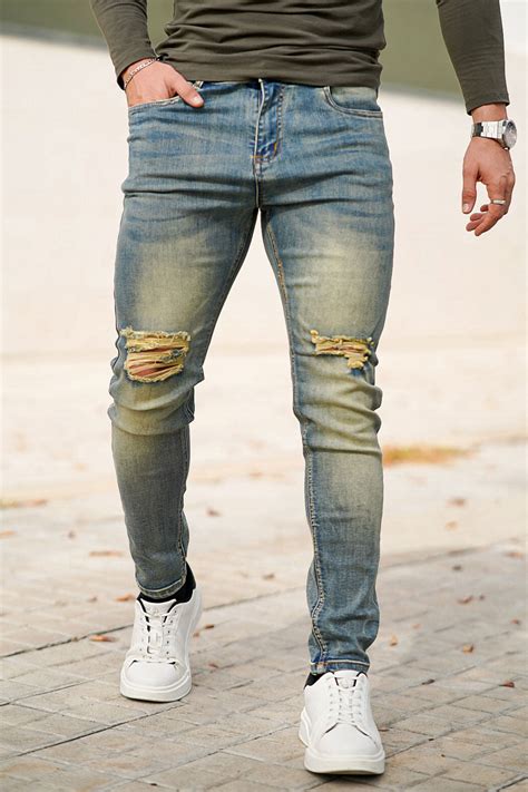 Gingtto Washed Blue Jeans Ripped For Sale Gingtto
