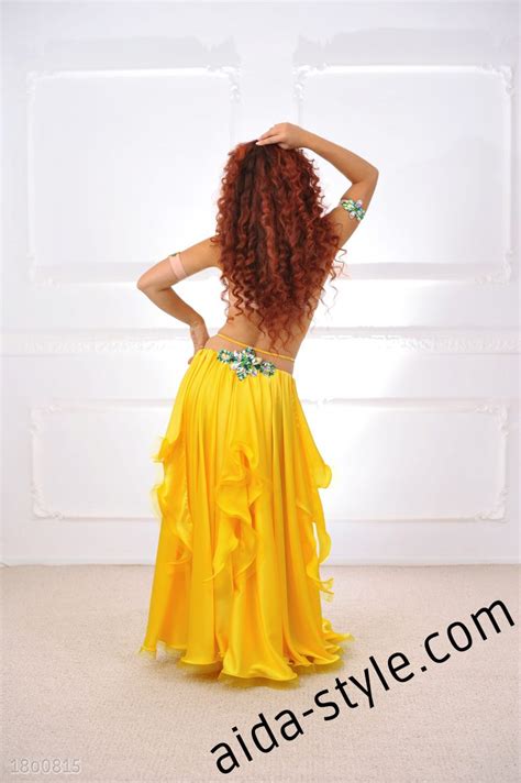 Yellow Belly Dance Costume With Green Stones Aida Style