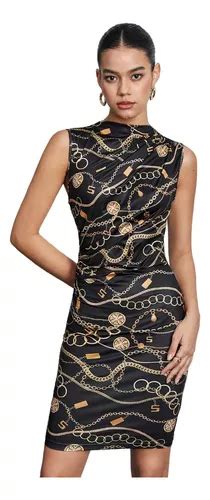 Vestido Elegante Sexy Ajustado Estampado De Cadenas Meses sin interés