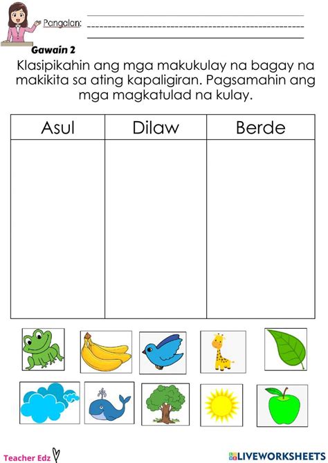 Mga Bagay Na Makikita Sa Kalangitan Worksheet
