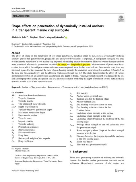 ads 2023 shape effects on penetration of dynamically installed