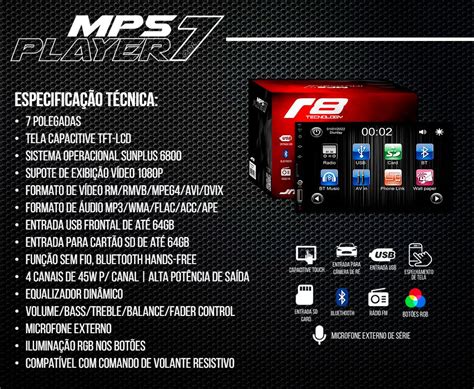 Multimídia 7 Polegadas Com Espelhamento De Celular Ios Android E Bluet Auto Equip