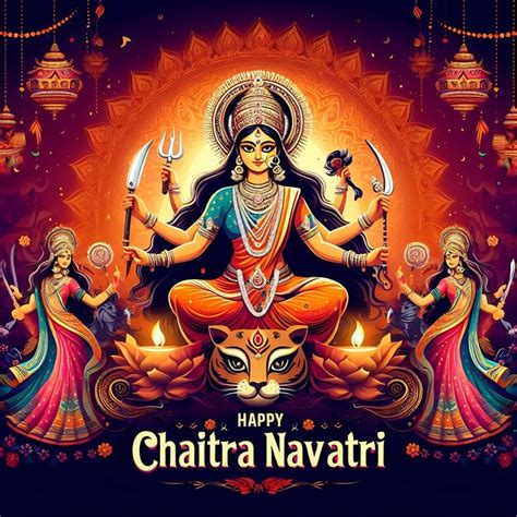 Happy Chaitra Navratri Illustration Premium Ai Generated Image