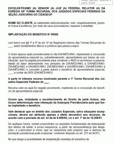 Referência de Petição Concessão de Amparo ao Deficiente Modelo Gratuito