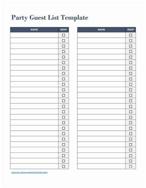 Free Guest List Templates Pdf Word Excel