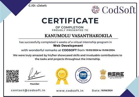 Vasanthakokila Kanumolu On Linkedin Webdevelopment Codsoft