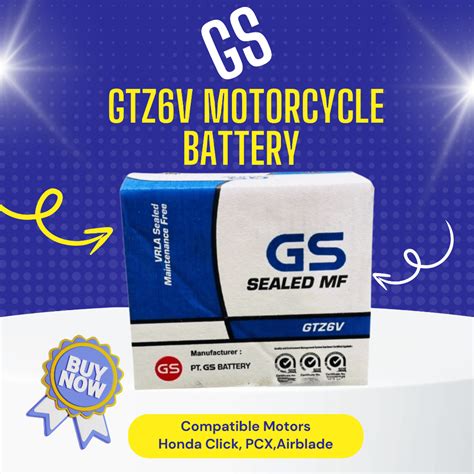 Gs Motorcycle Battery Gtz6v Yuasa Ytz6v 12v Maintenance Free Battery