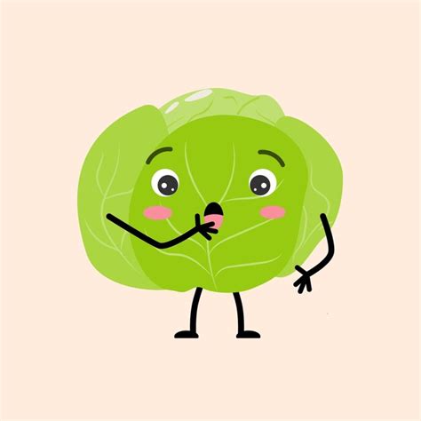 Premium Vector Surprised Cabbage Cartoon Mascot Character