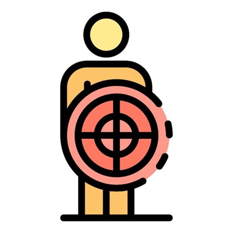 Premium Vector Man Under The Target Icon Outline Man Under The Target Vector Icon Color Flat