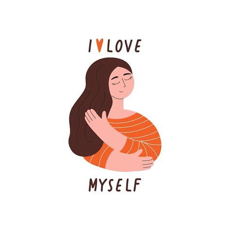 Premium Vector Happy Woman Hugging Herself On White Background