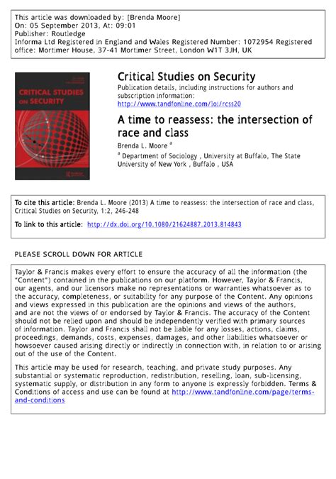 Pdf A Time To Reassess The Intersection Of Race And Class