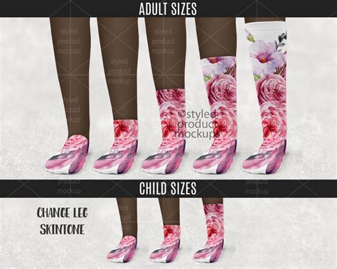 Dye Sublimation Sock Size Chart Mockup Add Your Own Image Etsy