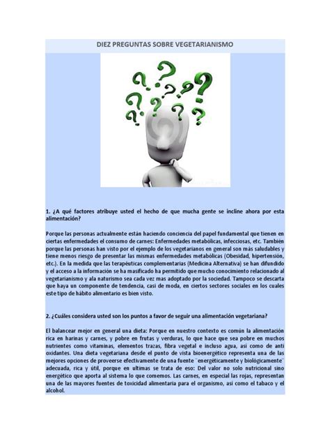 Diez Preguntas Sobre Vegetarianismo | PDF | Vegetarianismo | Dieta