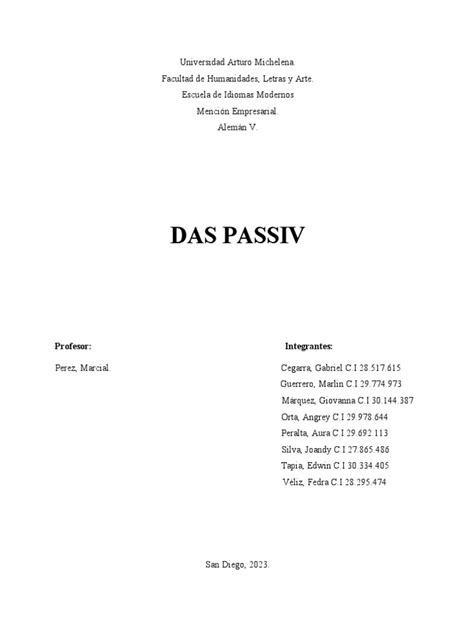 Voz Pasiva En Alemán Descargar Gratis Pdf Asunto Gramática Verbo