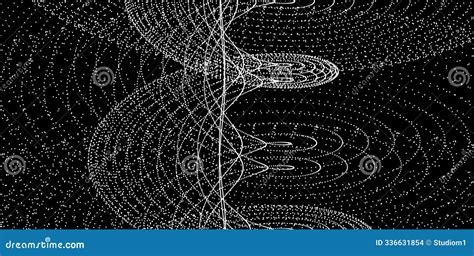 Array With Dynamic Particles Swirl With Connected Dots Abstract