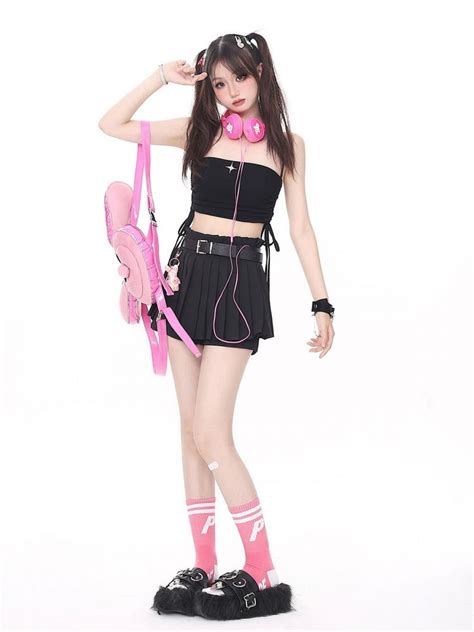 Black High Waist Pleated Mini Skirt With Undies