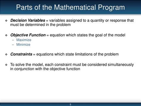 Ppt Chapter 8 The Solver And Mathematical Programming Powerpoint