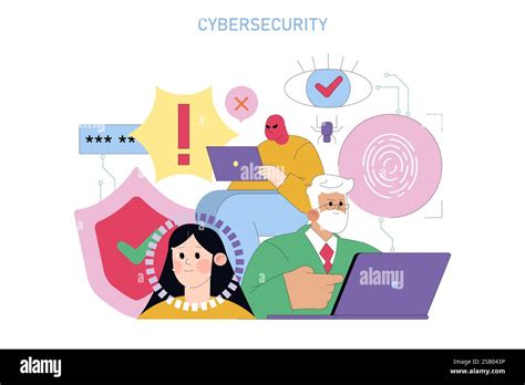 Cybersecurity Concept Online Protection Measures Data Encryption Identity Verification And