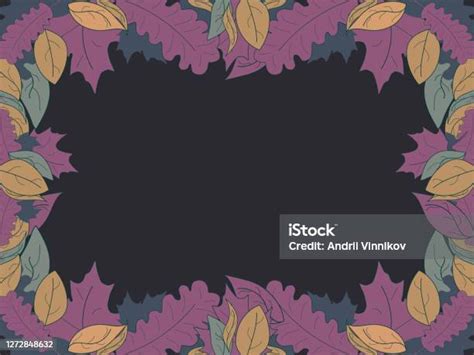 단풍 프레임 떨어지는 잎 테두리 참나무와 단풍 나무 잎으로 만든 프레임 초대장 전단지 및 인사말 카드에 대한 템플릿을 디자인합니다 벡터 일러스트레이션 0명에 대한 스톡 벡터
