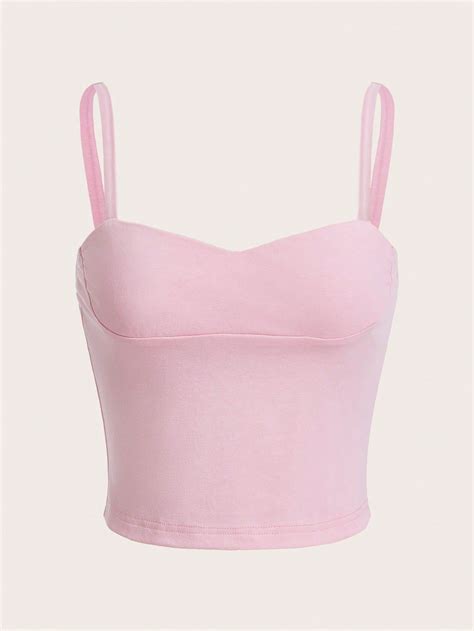 Solid Crop Cami Top In 2024 Pink Outfits Pink Girly Things Pink Tops