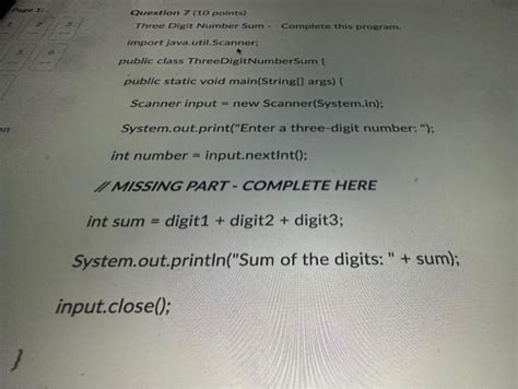 Solved Three Diglt Number Sum Complete This Program