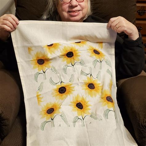 Patterened Kirigami Rose And Pink Columbine Cotton Tea Towel Kitchen Decor Organic Cotton T