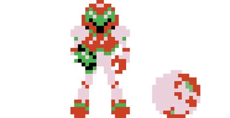 Metroid 1 Varia Suit Samus With Morph Ball Form Pixel Art