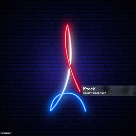 Menara Eiffel Tanda Neon Menara Neon Eiffel Bersinar Di Latar Belakang