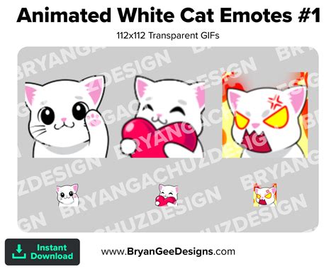  Files Cute Chibi White Cat Gees Discord Twitch Animated 